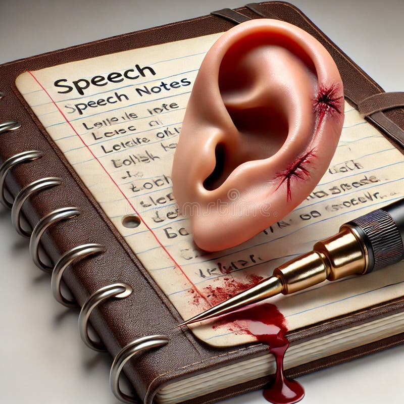 Bleeding Ear on Speech Notes Stock Illustration - Illustration of ...