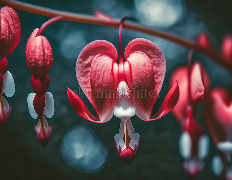 Bleeding Heart Flower on Dark Background, Macro Image Stock ...