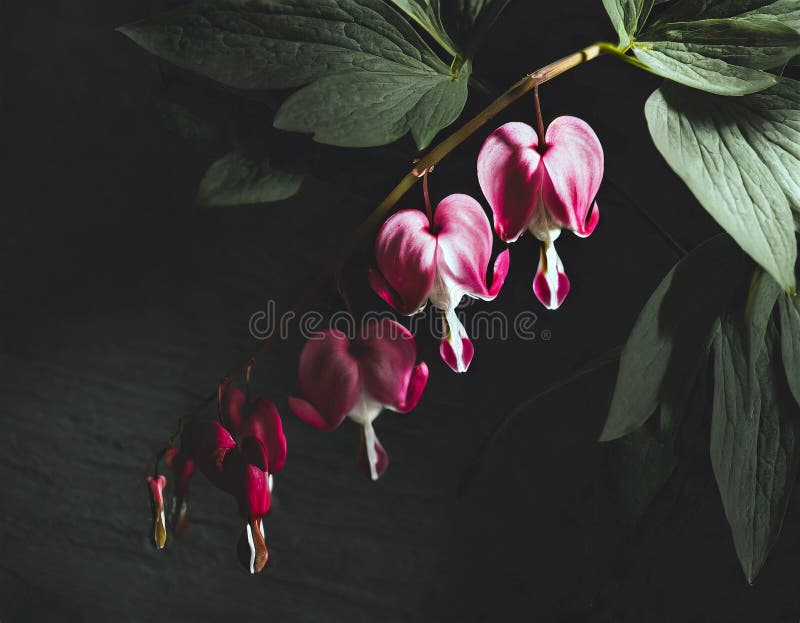 Bleeding Heart Flower on Dark Background, Macro Image Stock ...