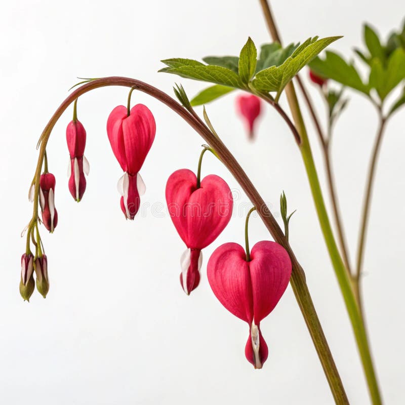 A Bleeding Heart Flower of Red Heart Shaped Blooms White Stock ...