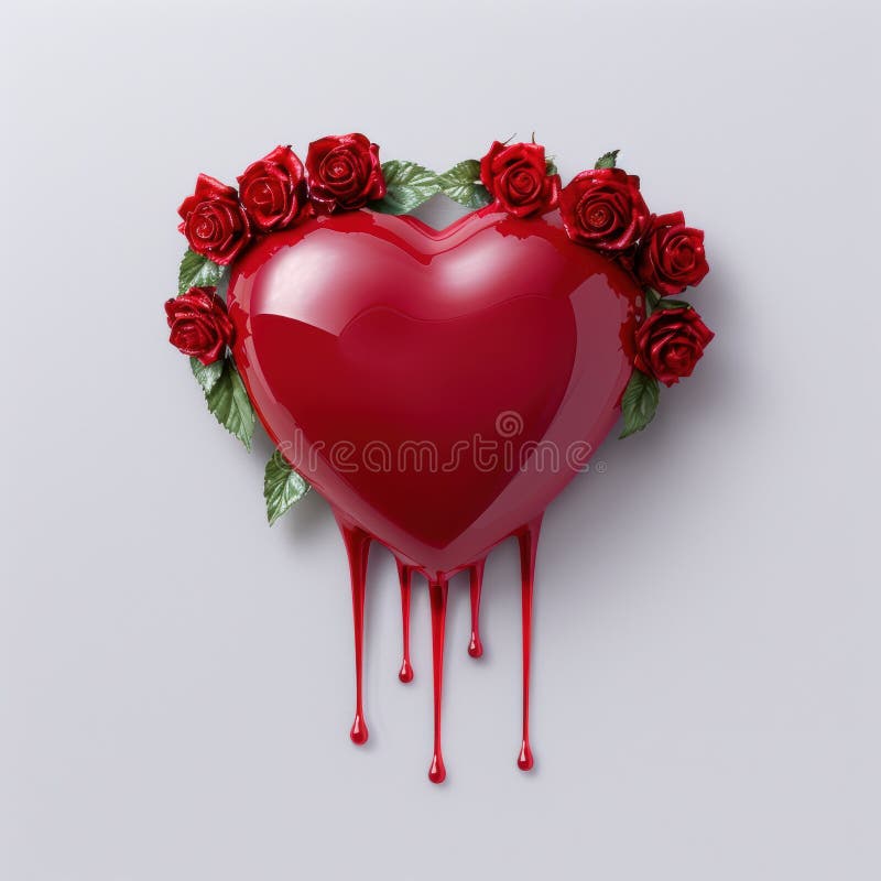 Bleeding Heart with Red Roses Stock Illustration - Illustration of ...