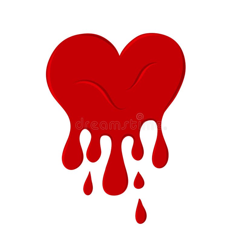 Bleeding Red Heart Blood Hand Drawn for Design Stock Vector ...