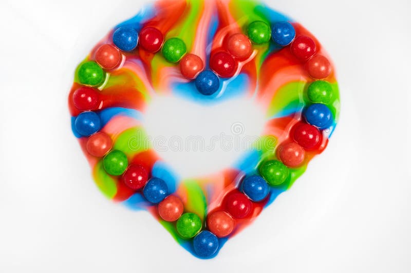 Bleeding Skittles Candy Heart Valentine Background Stock Image - Image ...