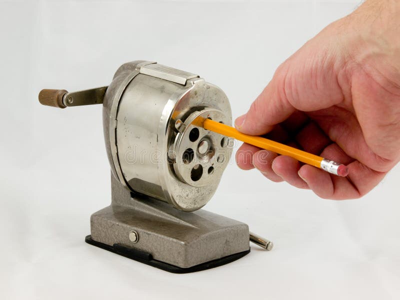 Retro- Bleistiftspitzer Mit Bleistift Stockbild - Bild von genauigkeit ...