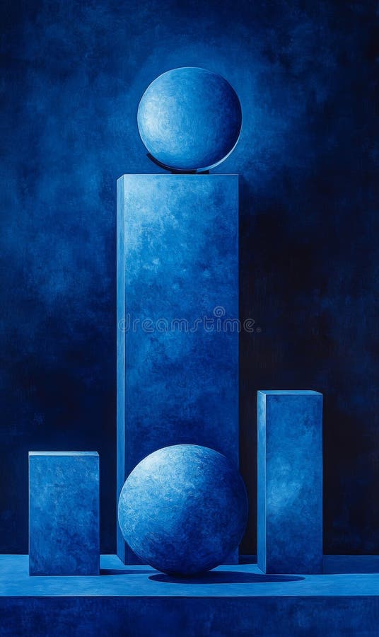 A Blend of Blue and Gold Spheres and Rectangular Prisms Creates a ...