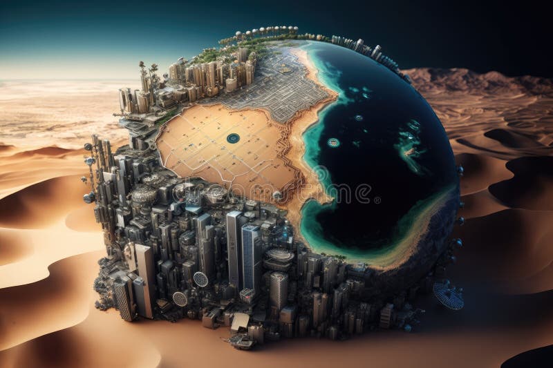 Blend between Computer Motherboard, Chip and Planet. Nature and ...