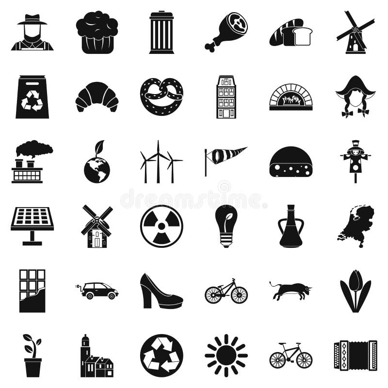 Blend Icons Set, Simple Style Stock Vector - Illustration of industry ...
