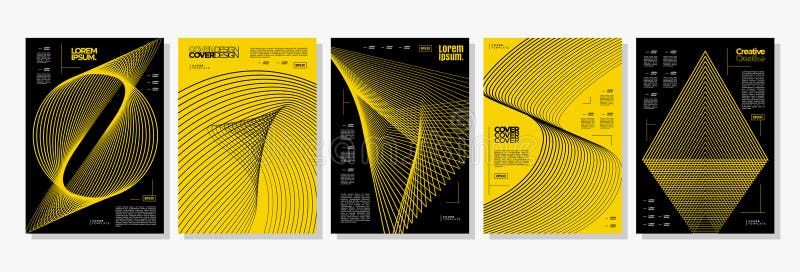 Blend Stripe Line Abstract Shape Cover Design Set Stock Vector ...