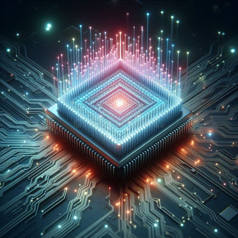 A Generative Artificial Intelligence Cpu that Emits Colorful Light, 3d ...