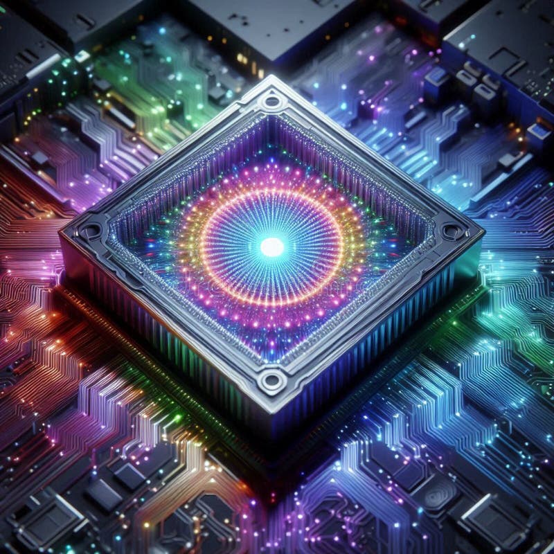 A Generative Artificial Intelligence Cpu that Emits Colorful Light, 3d ...
