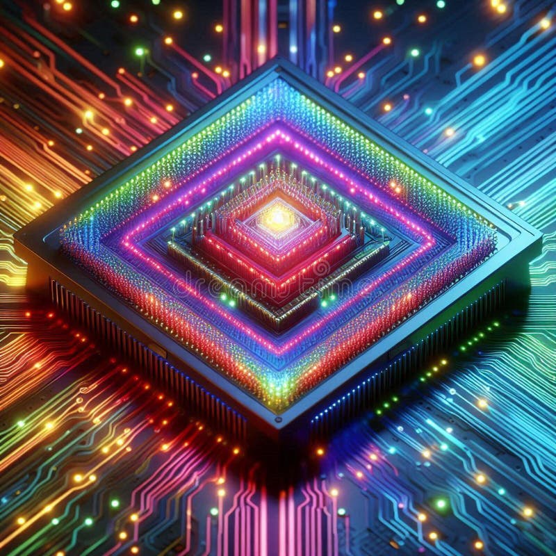 A Generative Artificial Intelligence Cpu that Emits Colorful Light, 3d ...