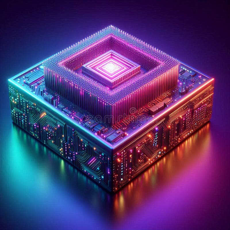 A Generative Artificial Intelligence Cpu that Emits Colorful Light, 3d ...