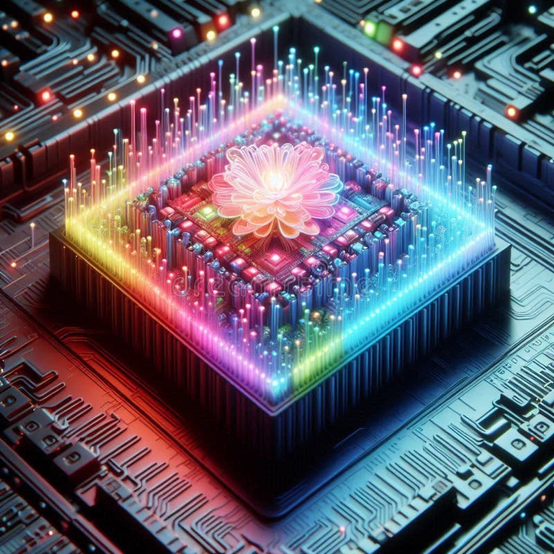 A Generative Artificial Intelligence Cpu that Emits Colorful Light, 3d ...