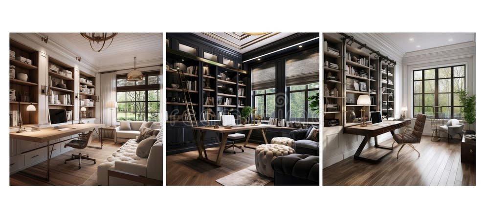 Blend Transitional Study Room Interior Design Ai Generated Stock ...