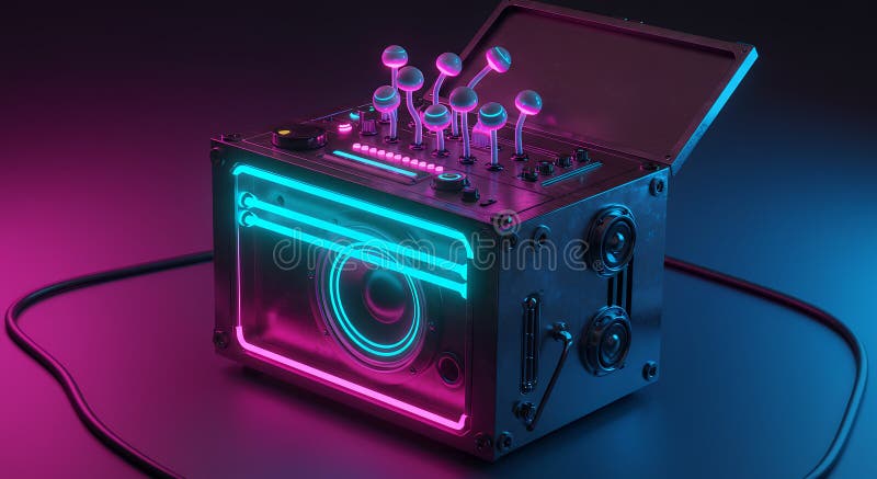 Retro Futuristic Audio Synthesizer with Bioluminescent Control ...