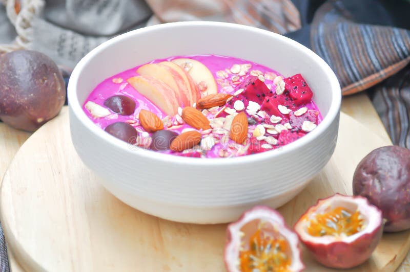 Blended Dragon Fruit and Yogurt or Blended Fruit Stock Photo - Image of ...