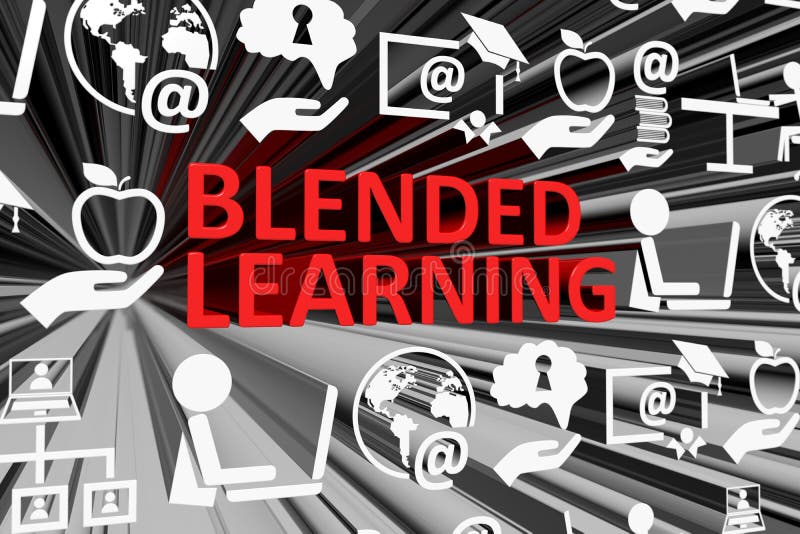 BLENDED LEARNING Concept Blurred Background 3d Stock Illustration ...