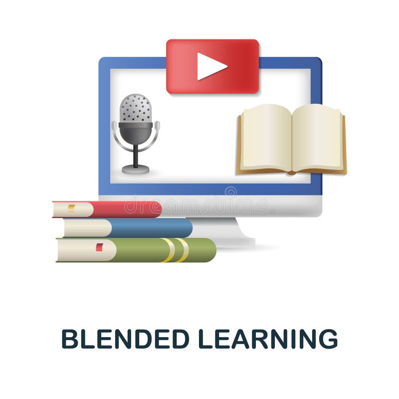 Blended Learning Icon. 3d Illustration from E-learning Collection ...