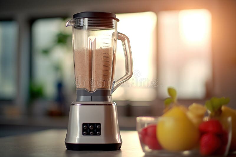 Blender Blending Fruit Smoothie Over Kitchen Table Stock Illustration ...