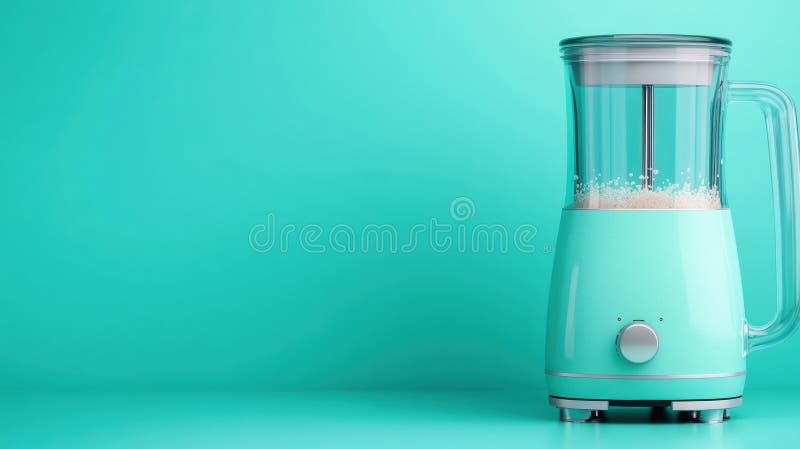 A Blender with a Blue Base and White Top on a Turquoise Background, AI ...