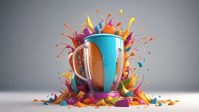 Blender with Colorful Paint Splashes Stock Illustration - Illustration ...