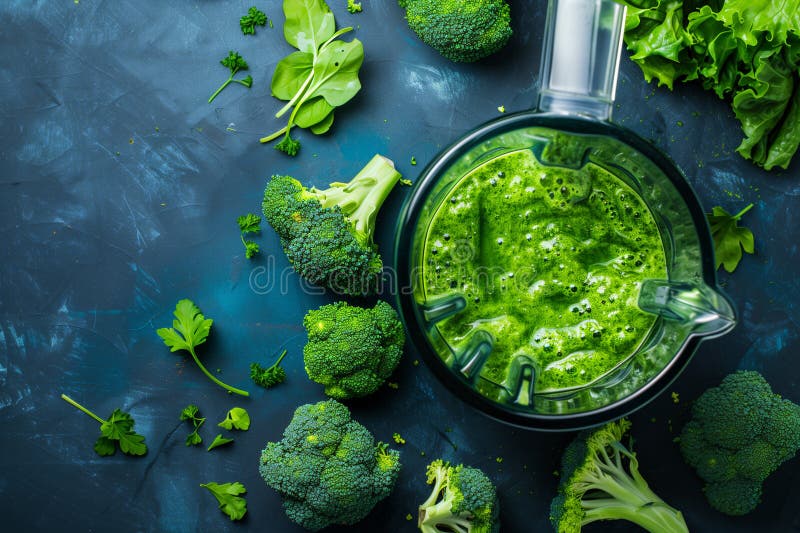 Blender with Green Liquid and Broccoli Stock Image - Image of ...