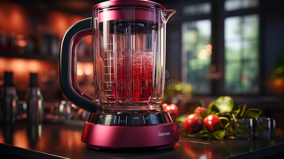 Blender Juice Machine on Red Stock Photo - Image of diet, fruit: 297208816