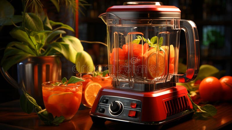 Blender Juice Machine on Red Stock Image - Image of fresh, healthy ...