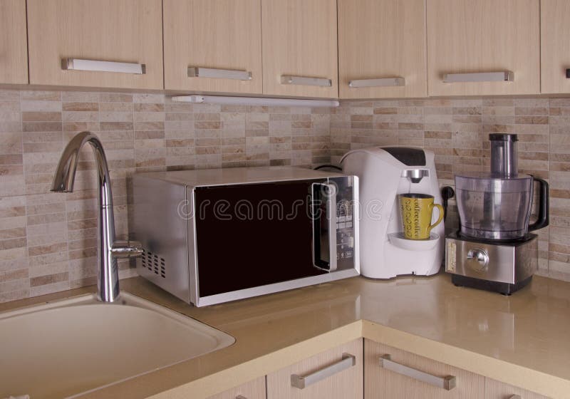 Blender, Microwave, and Minibar Stock Photo - Image of microwave ...
