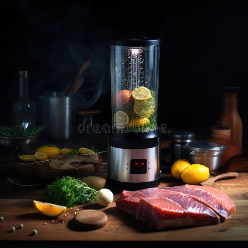 A Blender Placed on a Wooden Table, Suitable for Kitchen Concepts Stock ...