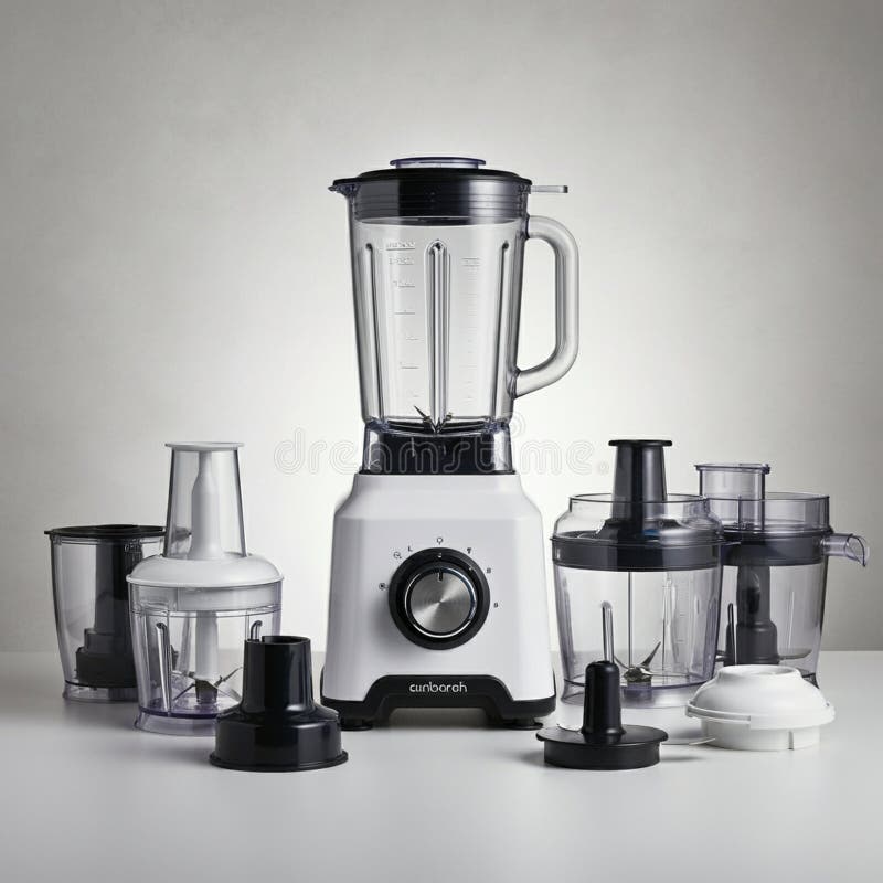 Blender Set with Various Attachments and Accessories Displayed on a ...