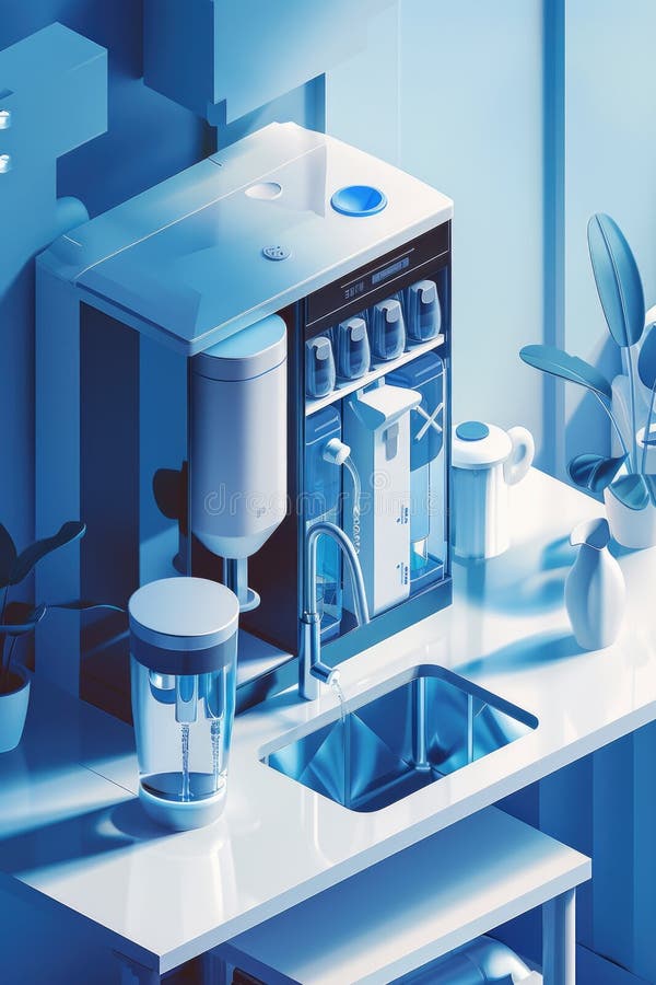 Blender and Sink on Kitchen Counter Stock Illustration - Illustration ...