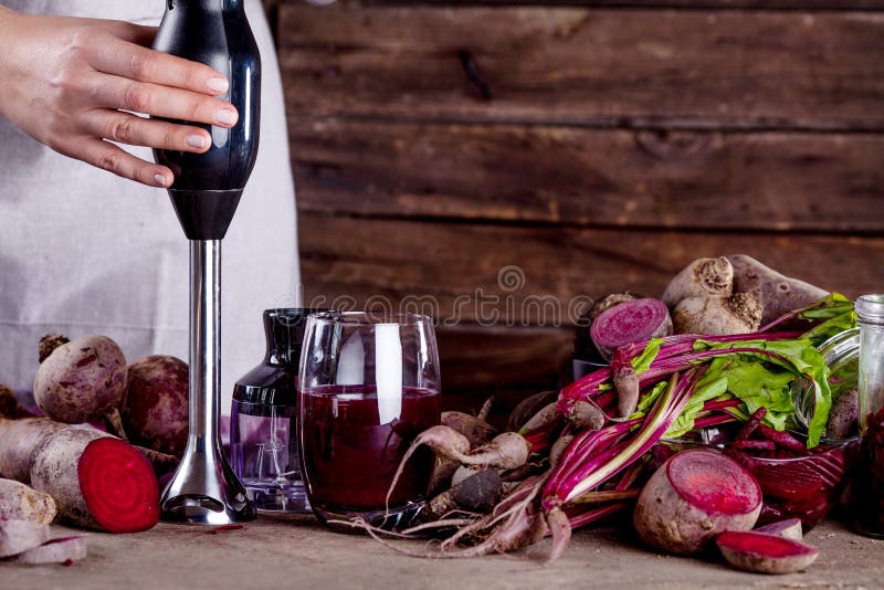 Blending a beetroots juice stock photo. Image of slice - 70932252