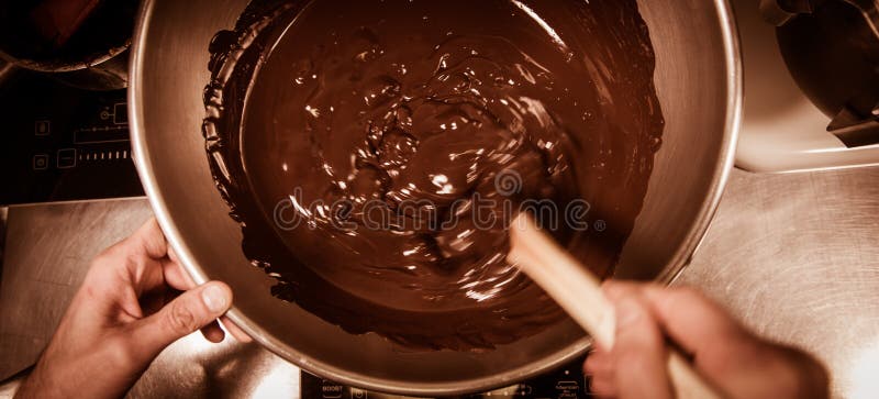 Blending Chocolate Cake in a Pastry Stock Photo - Image of mixing ...