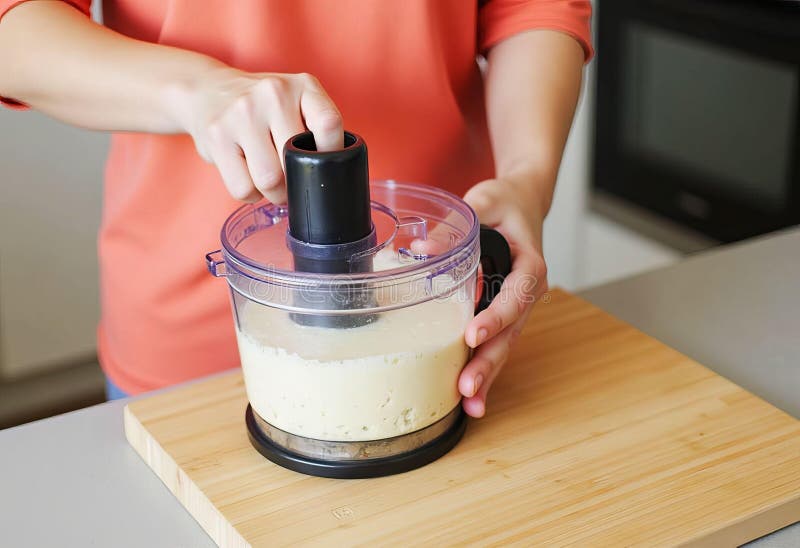 Blending Creamy Mixture in Food Processor Stock Illustration ...