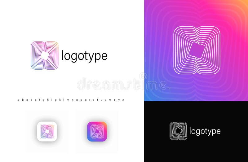 Blending Lines in Letter H, Rounded Geometric Stripes Logo for Tech Identity, Branding, Creative ...