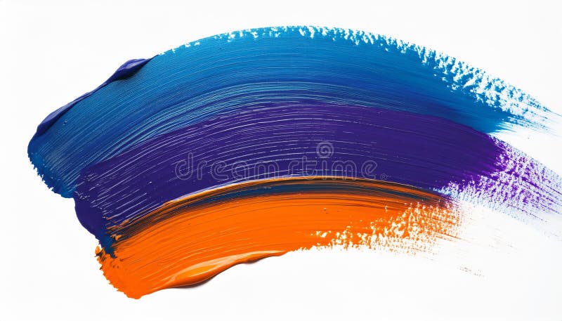 Blending Orange, Purple, and Blue Paint in Three Brush Strokes on a ...