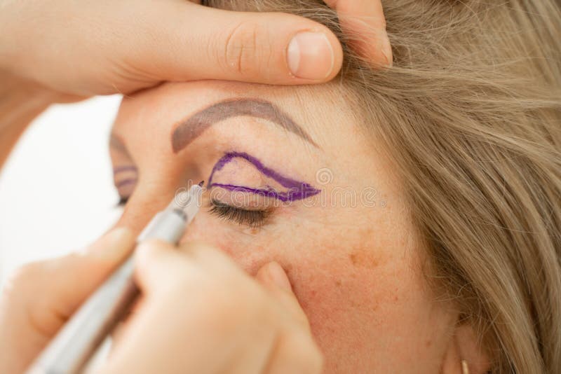 Blepharoplasty Markup Close-up on the Face before the Plastic Surgery ...