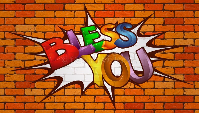Bless You Inscription on the Wall of Red Brick Stock Vector ...
