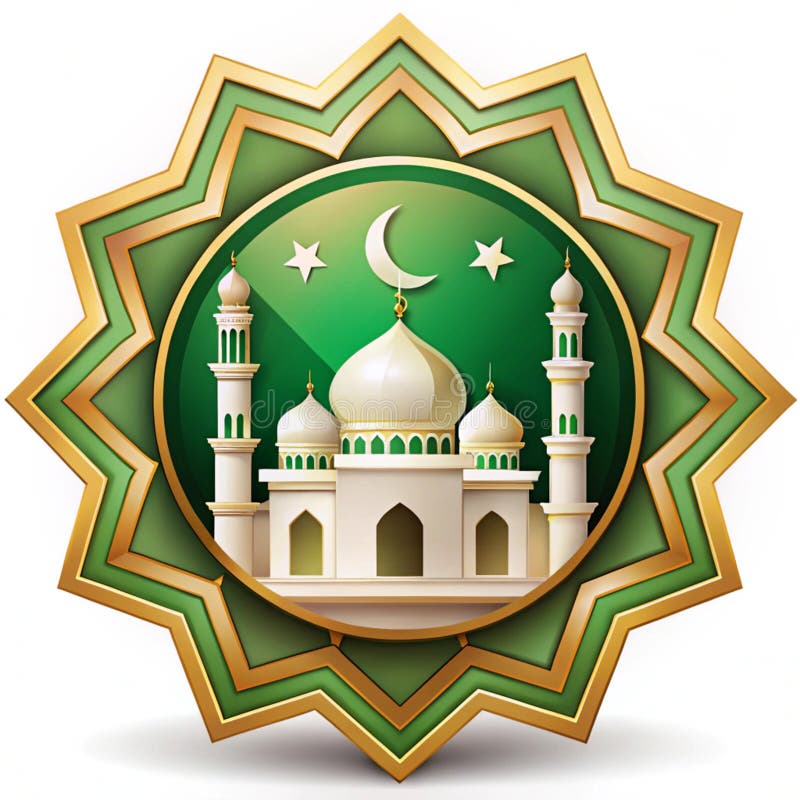 Blessed Mosque Emblem Icon stock illustration. Illustration of skyline ...