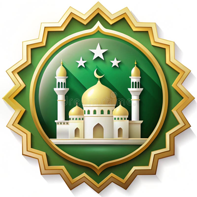 Blessed Mosque Emblem Icon stock illustration. Illustration of minaret ...