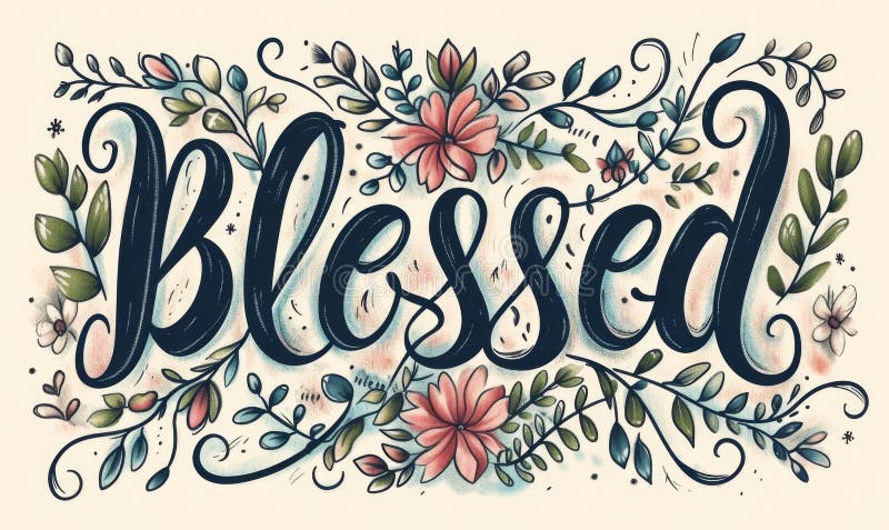 Blessed - Handwritten Modern Lettering Calligraphy Stock Vector ...