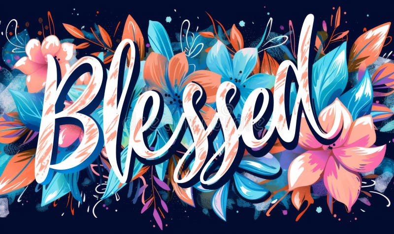 Blessed - Motivational Message. Handwritten Modern Calligraphy ...