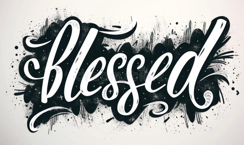 Blessed - Motivational Message. Handwritten Modern Calligraphy ...