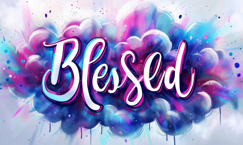 Blessed - Motivational Message. Handwritten Modern Calligraphy Inspirational Text Background ...