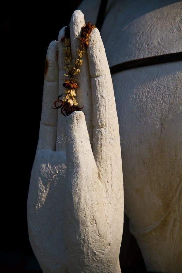 Blessing Hand of Golden Kinnari Statue. Thailand Stock Image - Image of ...