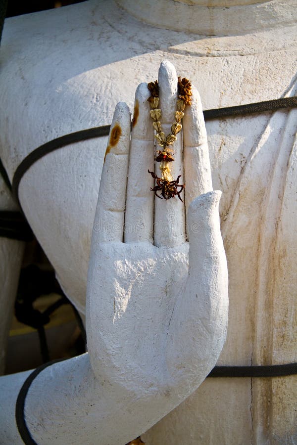 Blessing Hand of Golden Kinnari Statue. Thailand Stock Image - Image of ...