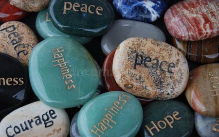 Blessing Stones, Hope, Courage, Happiness Stock Photo - Image of ...