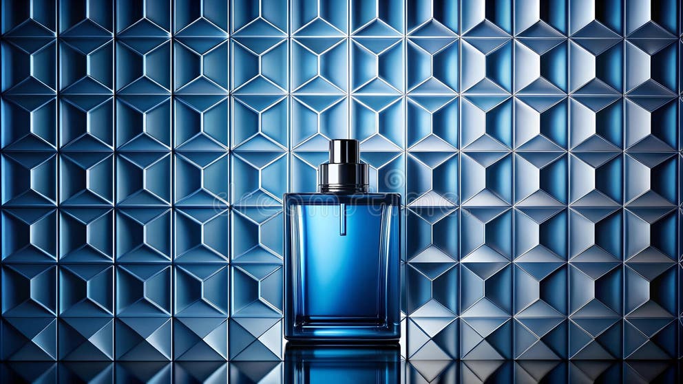 Bleu De Chanel on a Shelf with Geometric Patterns, Creating a Visual ...
