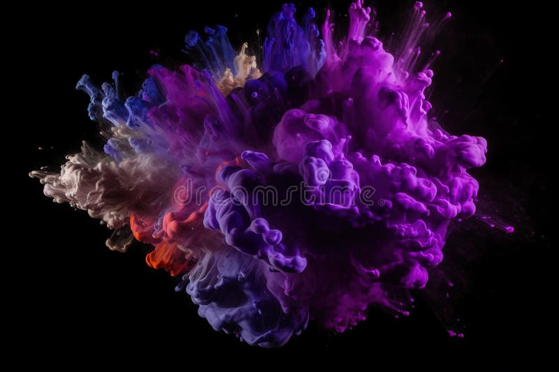 Blew Up of Purple Paint with Drops and Splashes Stock Image - Image of ...